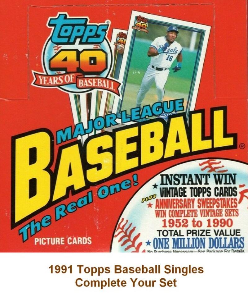 1991 Topps Baseball Cards Complete Your Set Pick Singles From 601-792 ...
