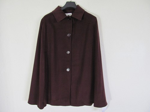 Helene Berman London Wool Cashmere Buttoned Cape Coat -Burgundy-Size L ...