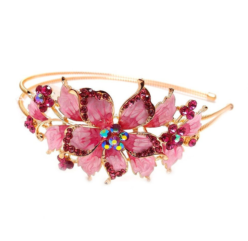 New Fashion big Flower design Crystal Rhinestone gold tone metal ...