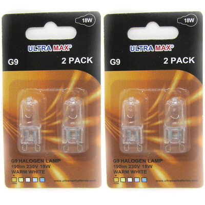 2 Packs of 2 G9 Halogen Office Capsule Light Lamp 190lm 230v 18w Warm ...