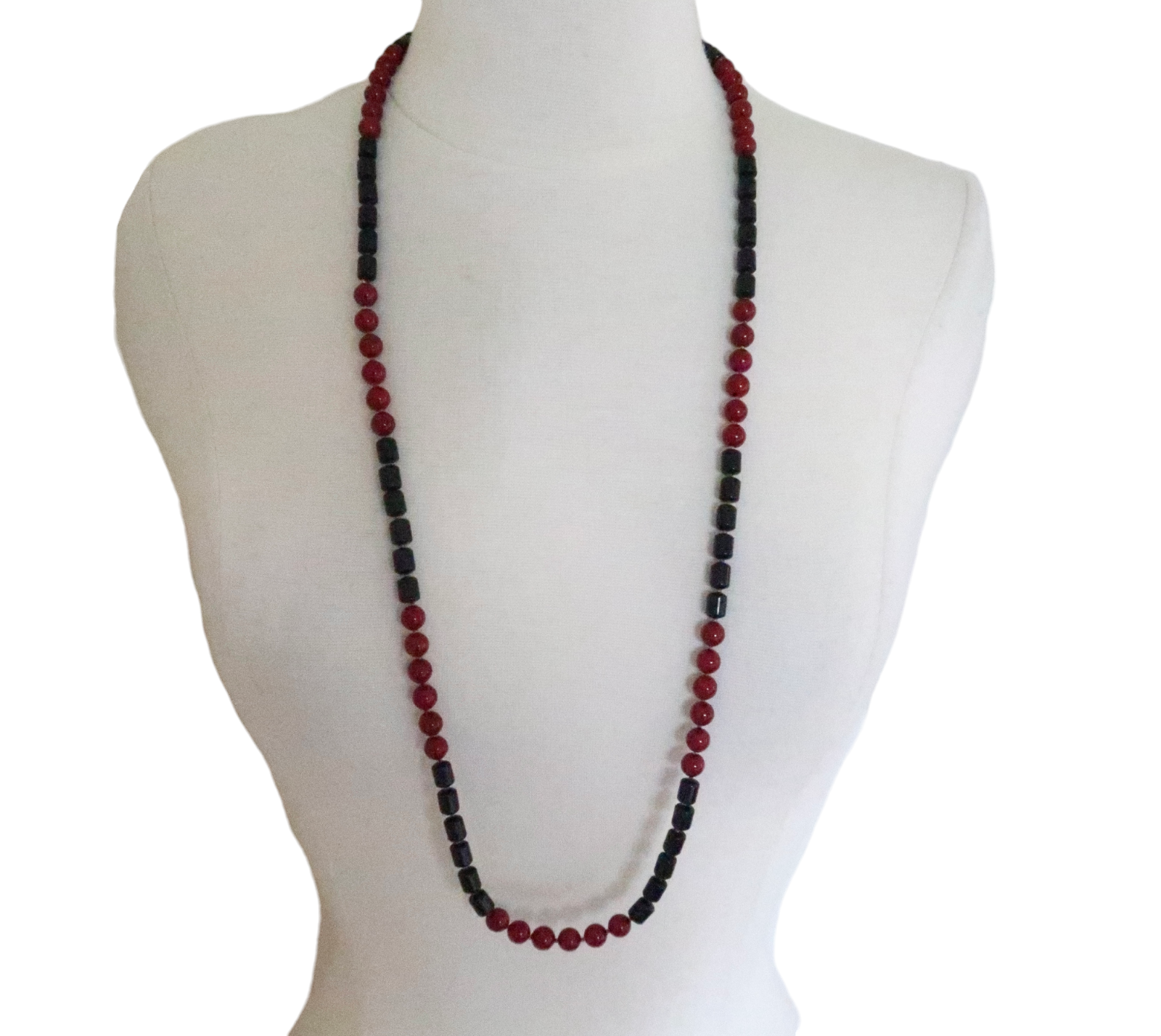 Black & Red Ceramic bead necklace | eBay