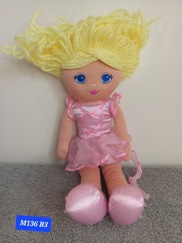 Ballerina Plush Stuffed 18" Blonde Doll Yellow Yarn Hair PINK | eBay