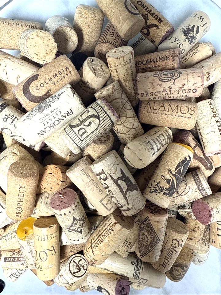 500 Used Natural Quality Corks with Various Wine Labels for Crafts No ...