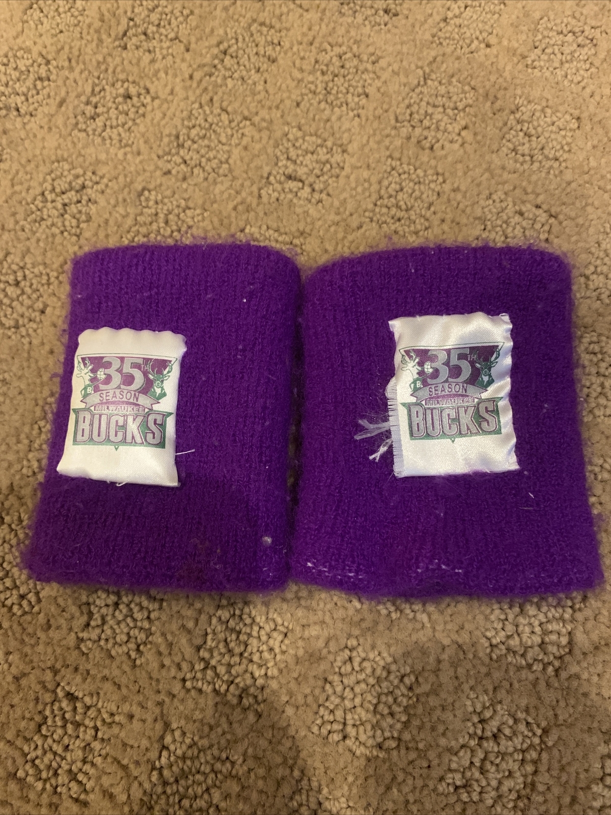 Milwaukee Bucks Vintage Sweatband 35th Season Purple Wristband SGA | eBay