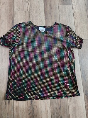Rainbow Sparkle Sequin Boxy Black T-Shirt Top Taylor Swift Reputation ...