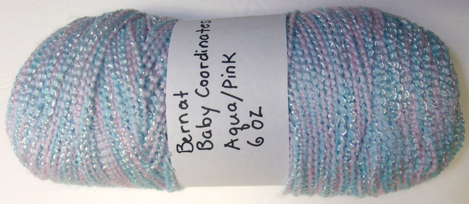 Bernat Baby Coordinates Pompadour Yarn 6 oz, Aqua/Pink, Sold Per Skein ...