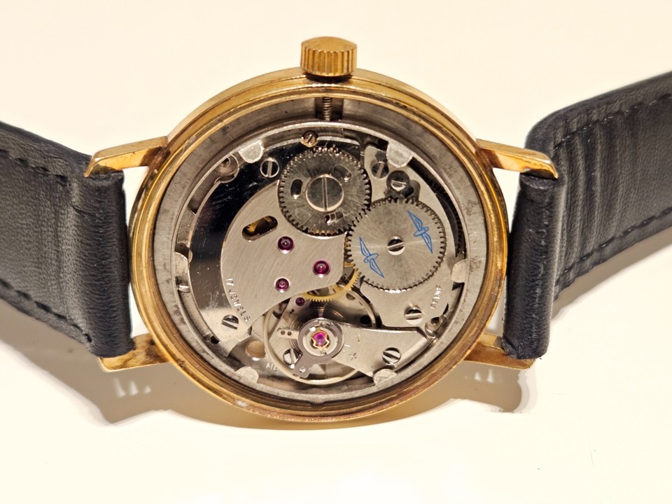 VINTAGE VERY RARE SWISS GOLD PLATED MEN'S WATCH "ROTARY" FLYER WITH ...