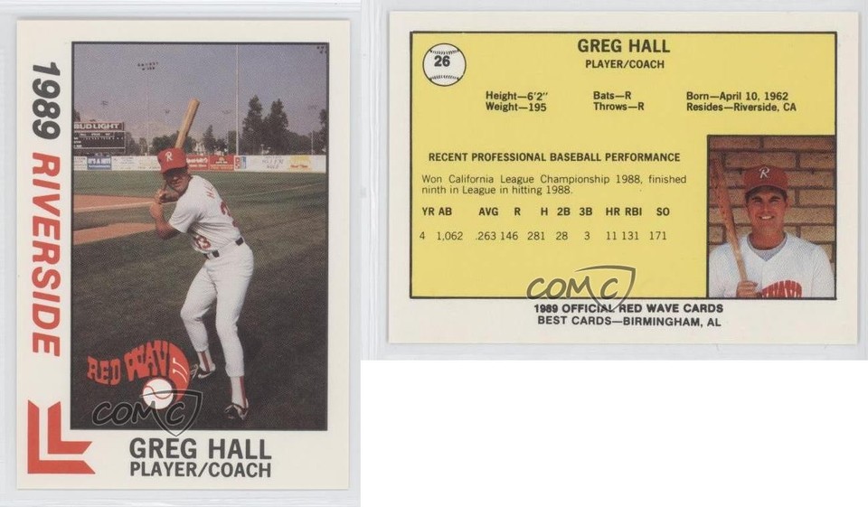 1989 Best Riverside Red Wave Greg Hall #26 9am | eBay