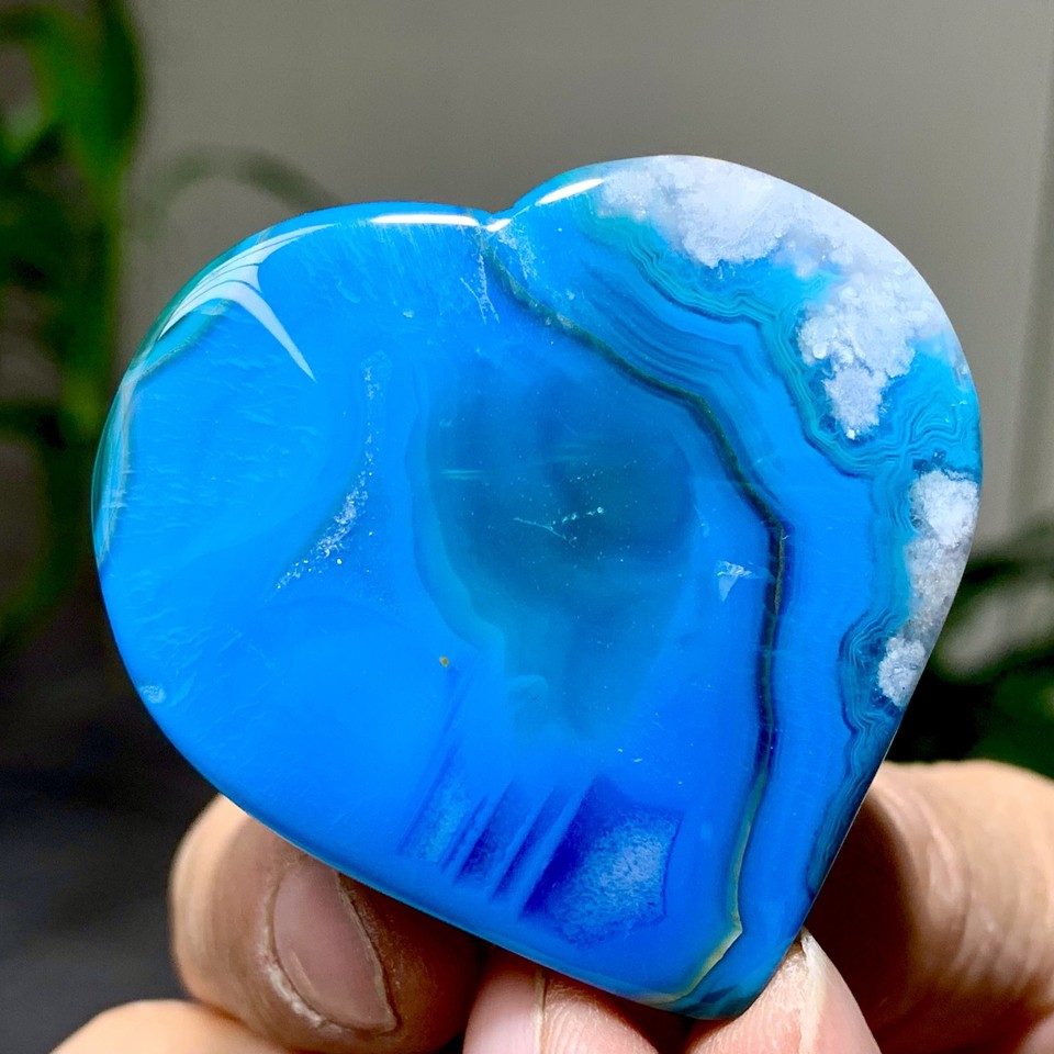 45G Natural Blue striped agate Crystal Chunks Free Shape Mineral ...