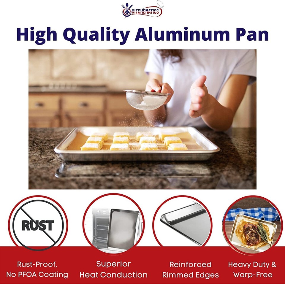 Quarter Sheet Baking Pans Premium Quality Aluminum Cookie Sheet Set ...