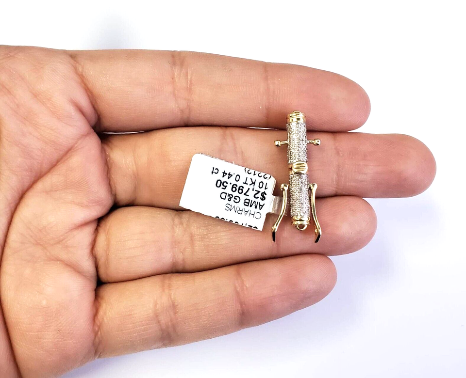 10K Yellow Gold Diamond Box Clasp Barrel Accessory 4MM Pave Set Double ...