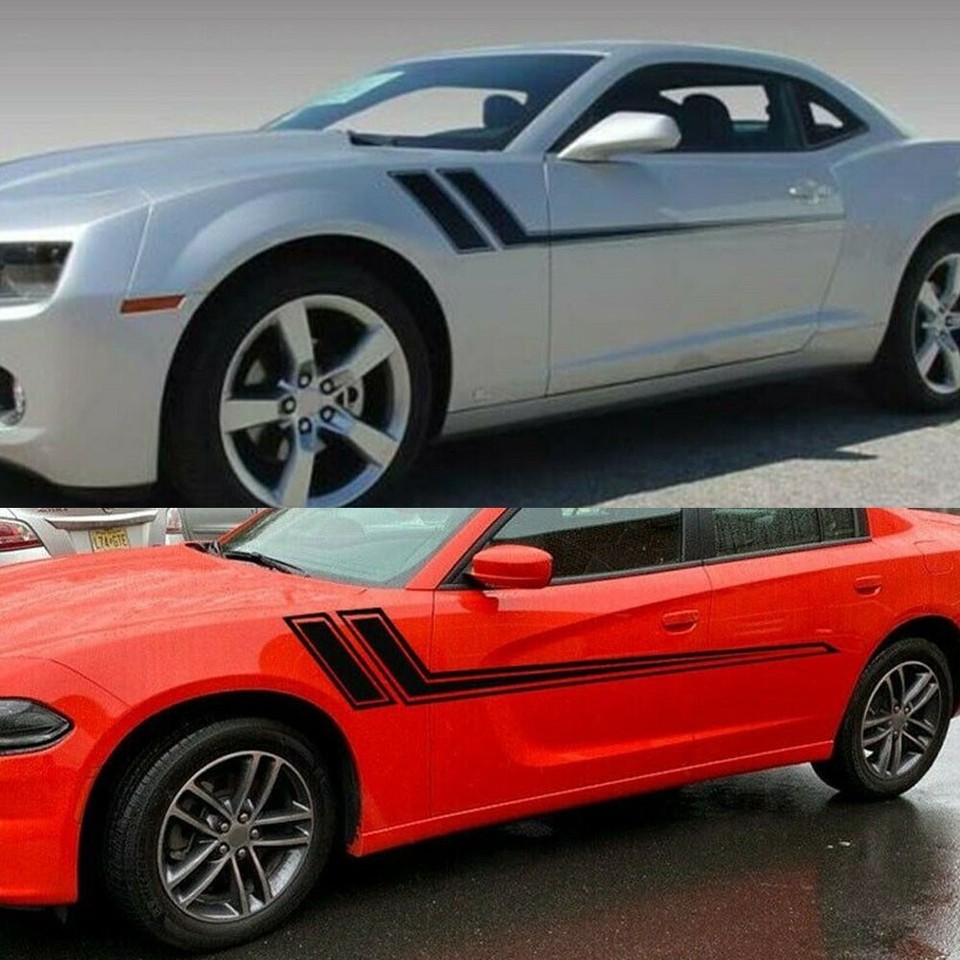 2Pcs BLACK Decal Car Side Body Graphics Vinyl Decoration Stickers Truck ...