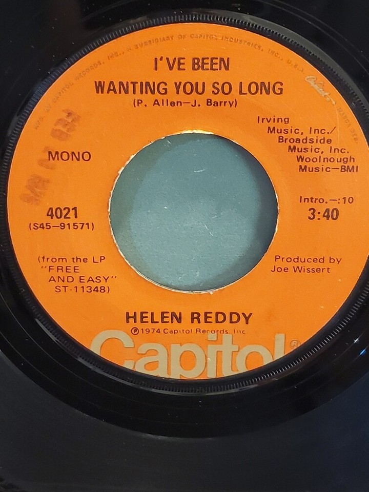 HELEN REDDY 7" 45 RPM - "Emotion" "I've Been Wanting You Too Long" VG+ ...