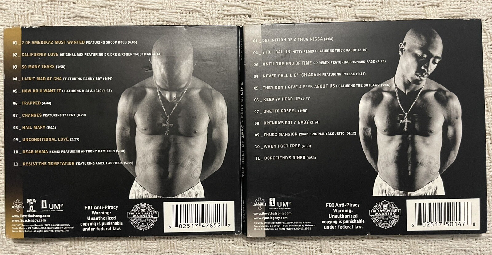 Lot Of 2 2PAC Best of 2Pac - Part 1: Thug CD + Part 2 : Life CD ...