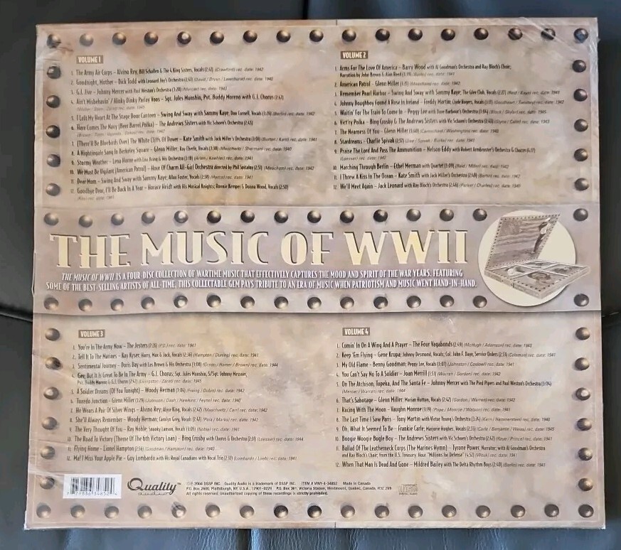 THE MUSIC OF WWII 2004 New 4 CDs Various Artists Original Recordings NEW SEALED 779836348524| eBay