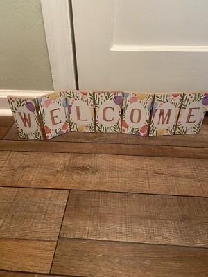 Ashland Brand Spring Tulip Welcome Sign Blocks Hinged 23” Flat | eBay