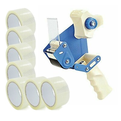 Tape Dispenser Industrial Packing Gun Shipping w/ 6 Rolls 2 Mil 2" x ...