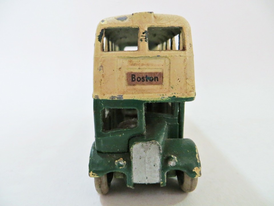 DINKY 29c 'AEC STL DOUBLE DECK BUS. GREEN/CREAM. VINTAGE. SMOOTH HUBS ...