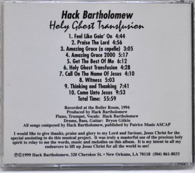 Hack Bartholomew - Holy Ghost Transfusion - Audio CD | eBay