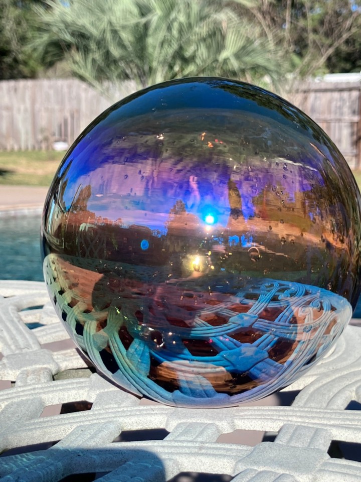 Iridescent Hand Blown Bubbles Open End Art Glass Sphere Orb Ball ...