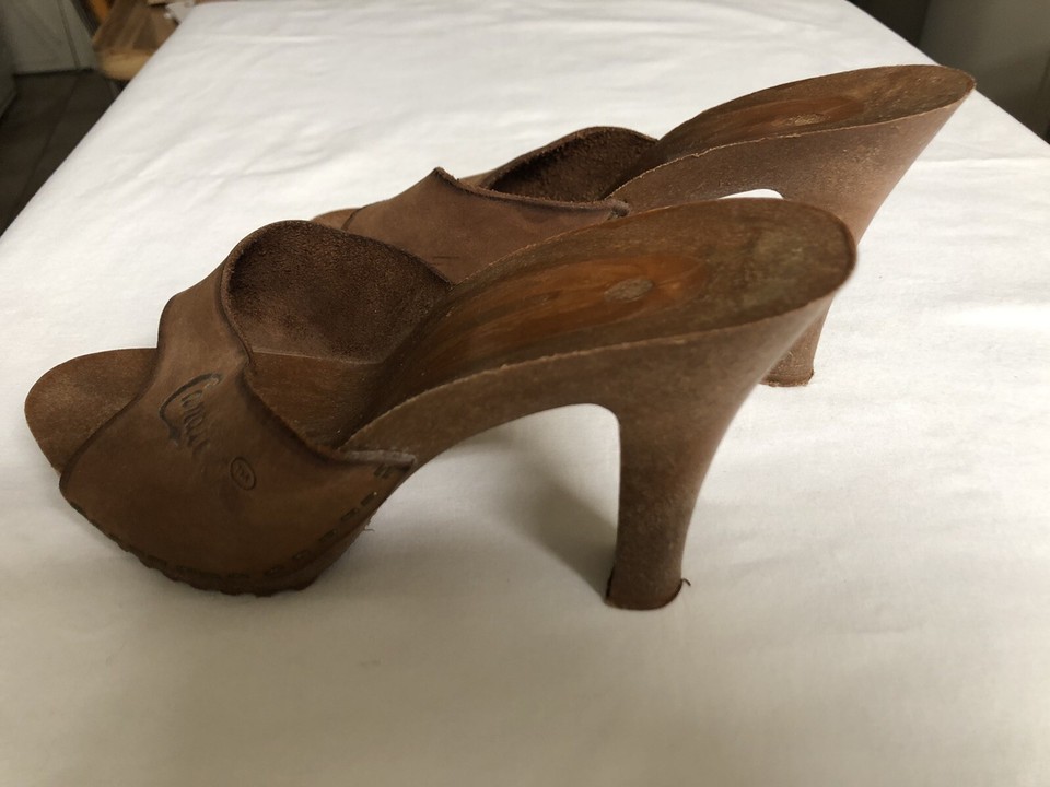 Vintage 1970s-80s Candies Brown High heel Slides Size 5 | eBay