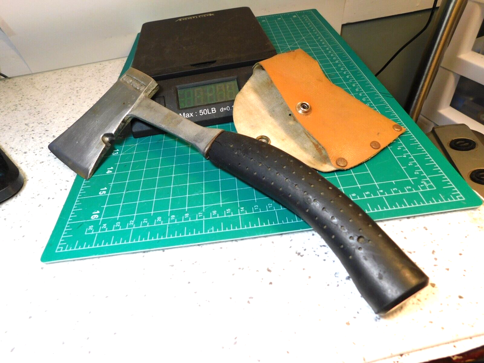 Vtg. 1lb 6.8oz Steel Handle w/Rubber Grip Hatchet Unmarked Drop Forged ...
