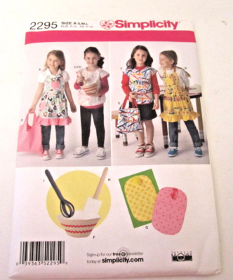 Simplicity Pattern 2295 Child ApronBag Potholder & Accessories S-L ...