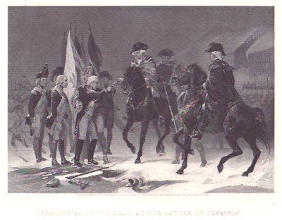 Orig Antique 1866 Engraving -REVOLUTIONARY WAR Colonel Rall Surrenders ...