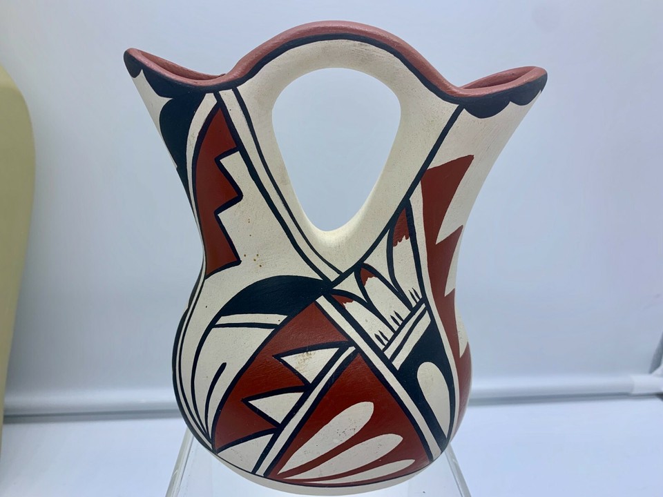 Vintage Native American JEMEZ Pueblo Pottery Wedding Vase Vessel Hand ...