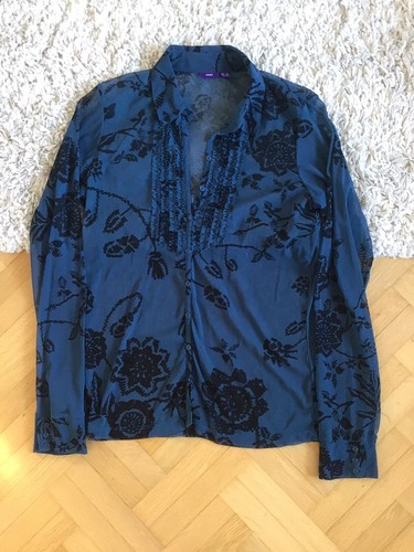 Mexx Bluse transparent Rüschen Blumen 40 L petrol Büro Office durchsichtig Sexy | eBay