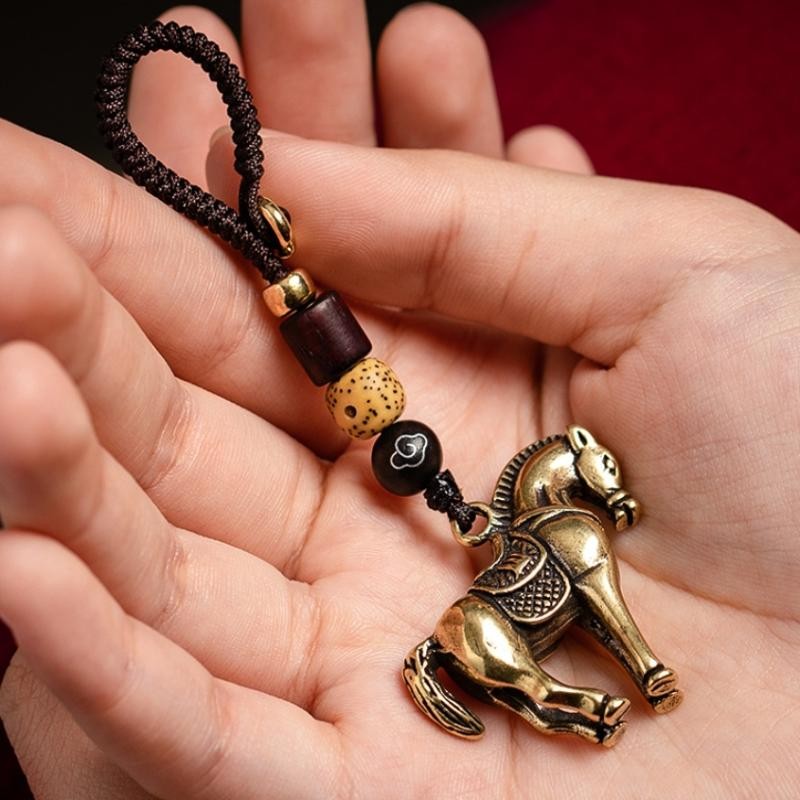 2026 Year Of Chinese Zodiac Horse Lucky Pendant Keychain Copper Feng ...