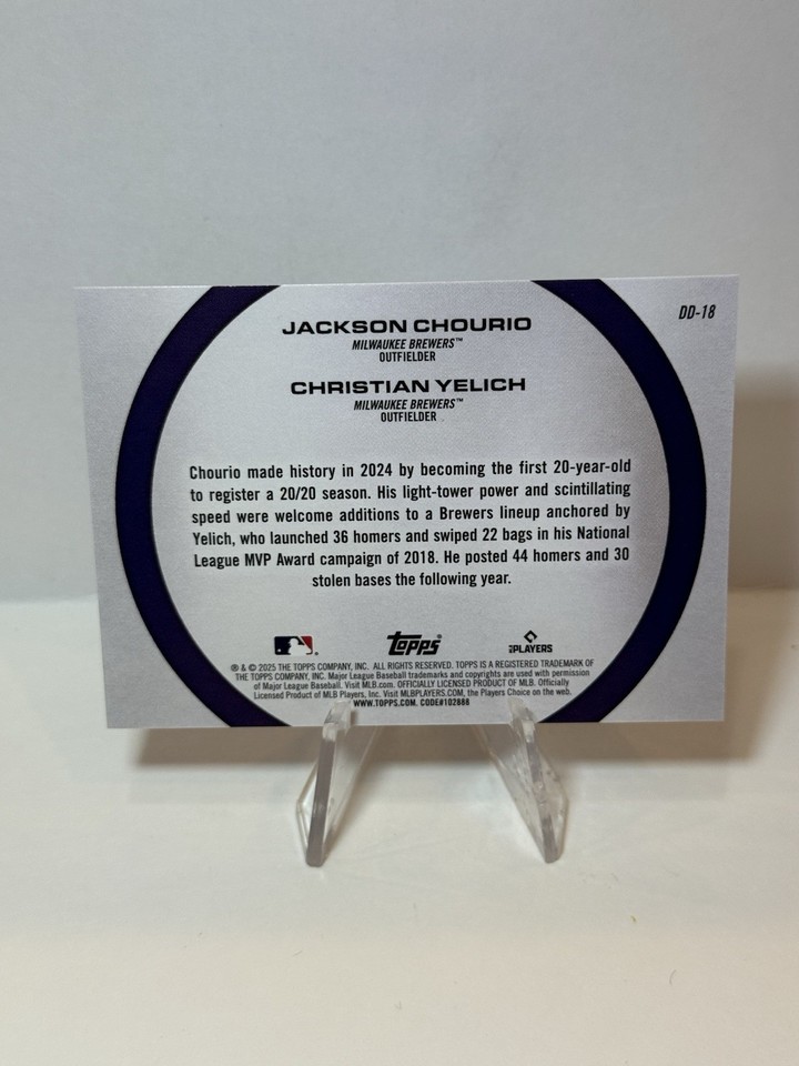 2025 Topps Series 2 Dynamic Duos DD-18 Jackson Chourio Christian Yelich ...