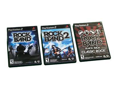 PlayStation 2 Games Disc Set Rock Band, Rock Band 2, and Track Pack vol ...