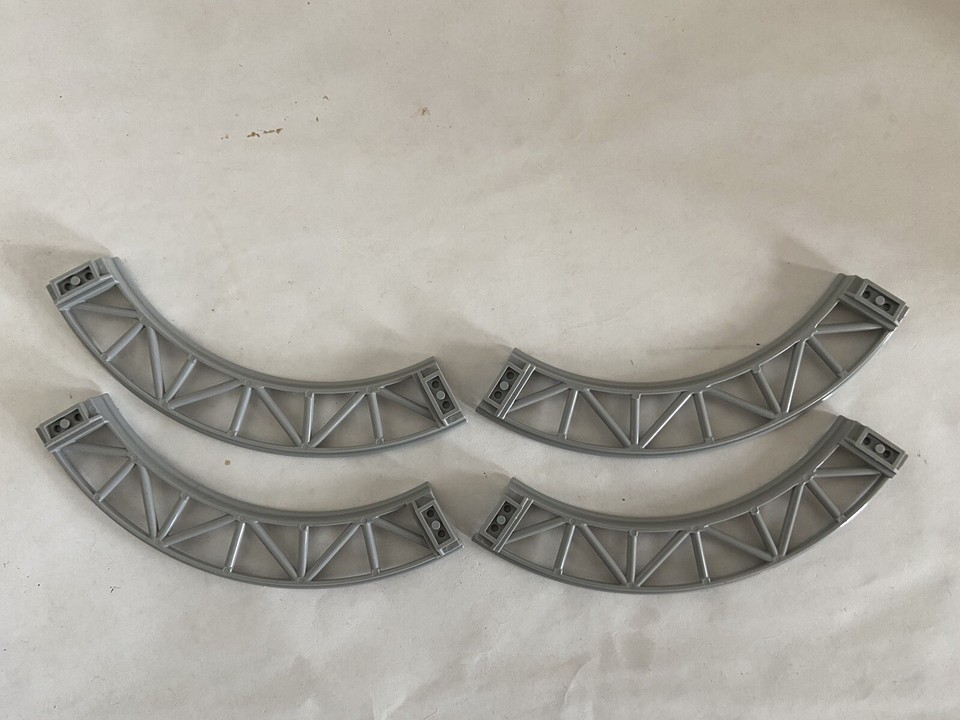 (4) LEGO NEW Rollercoaster Track Rail Lot-Train Track- Grey-90 Degree ...