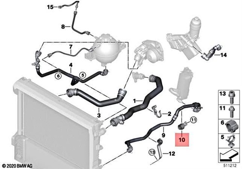 Genuine BMW X3 G01 G02 G08 G30 G31 520dX 525d Bracket Coolant Hose ...
