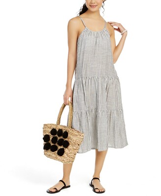 Raviya Sleeveless Striped Cotton Cover-Up Midi Dress Black Stripe XS ...