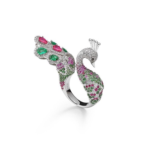 Amazing Peacock Design with Multi Shape & Color Lab Created Cubic ...