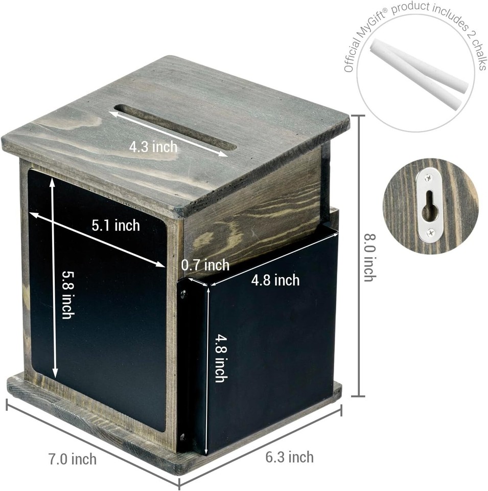 Wall Mountable Gray Wood Suggestion Box, Comment Collection Box w/ Keys ...
