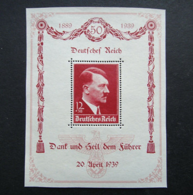 Germany Nazi 1939 Stamp MNH Sheet Adolf Hitler Swastika Eagle WWII ...