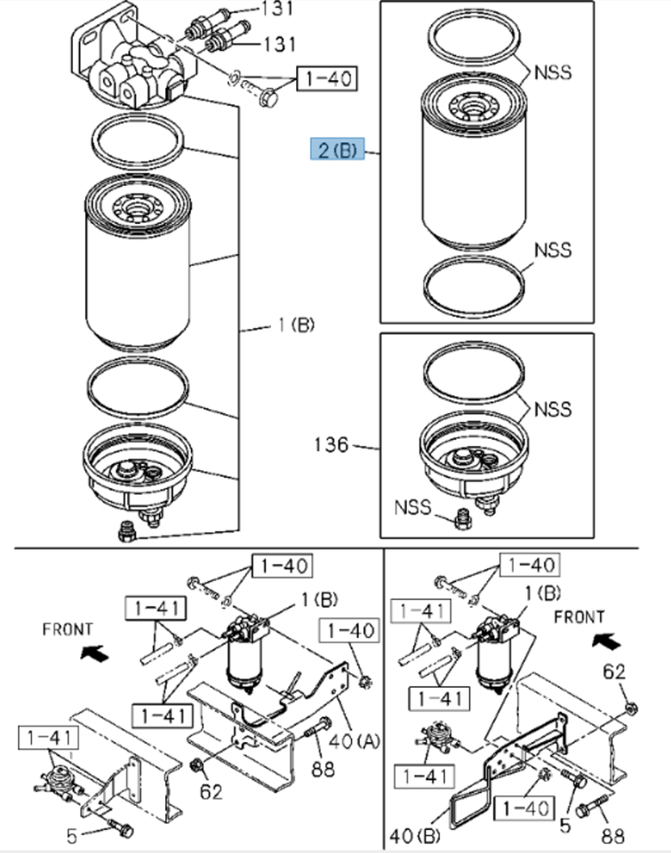 Element Fuel Filter GENUINE for ISUZU NPR NQR 4HK1 5.2L 4JJ1 3.0L ...