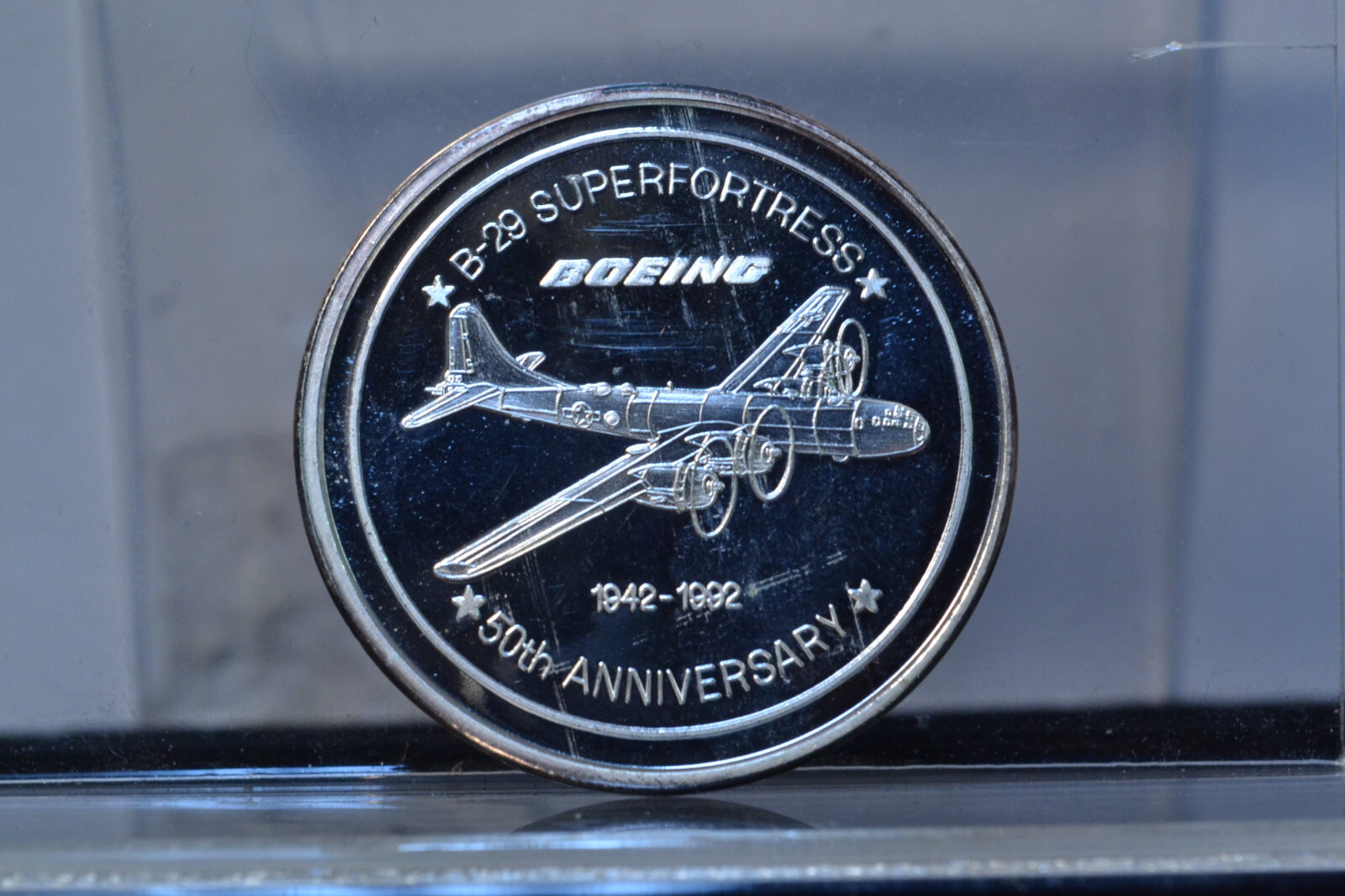 1992 50TH ANIV. B-29 SUPERFORTRESS BOEING EMPLOYEES COIN CLUB 1.5 OZT ...