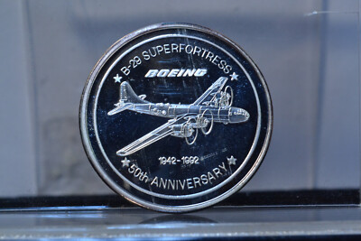 1992 50TH ANIV. B-29 SUPERFORTRESS BOEING EMPLOYEES COIN CLUB 1.5 OZT ...
