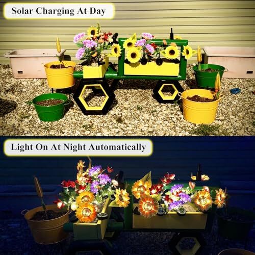 4-Pack Solar Powered Sunflower Garden Lights LED Outdoor Decor Solar ...