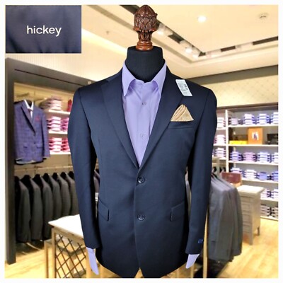 Hickey Freeman Worsted Wool Blazer Mens Buttons Navy Blue 40R Sport ...