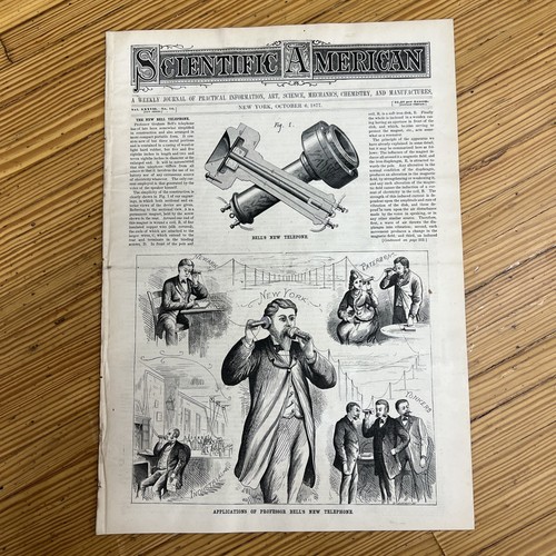 1877 Scientific American Journal American Bell Telephone Alexander ...