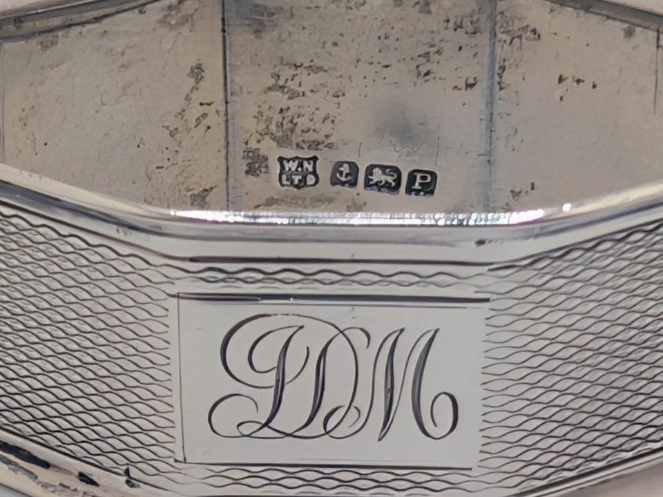 Antique Art Deco English Sterling Silver Napkin Ring "JDM" initials ...