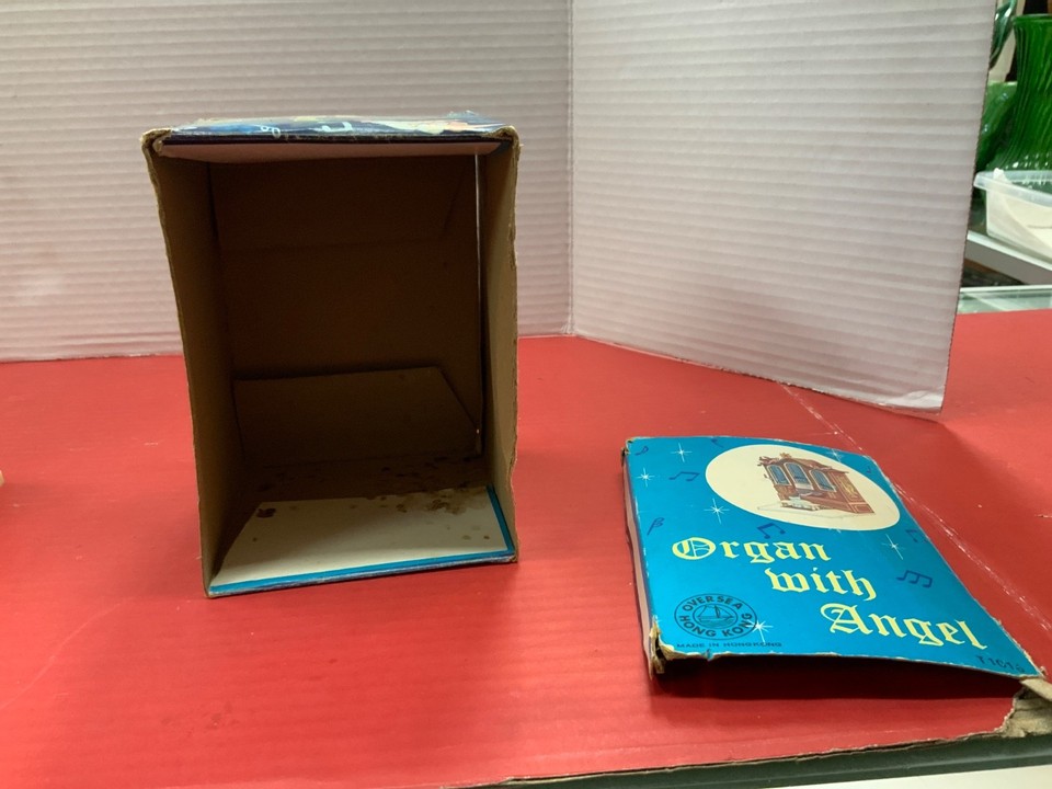 vintage wind up organ w/angels music box 50s w/box | eBay