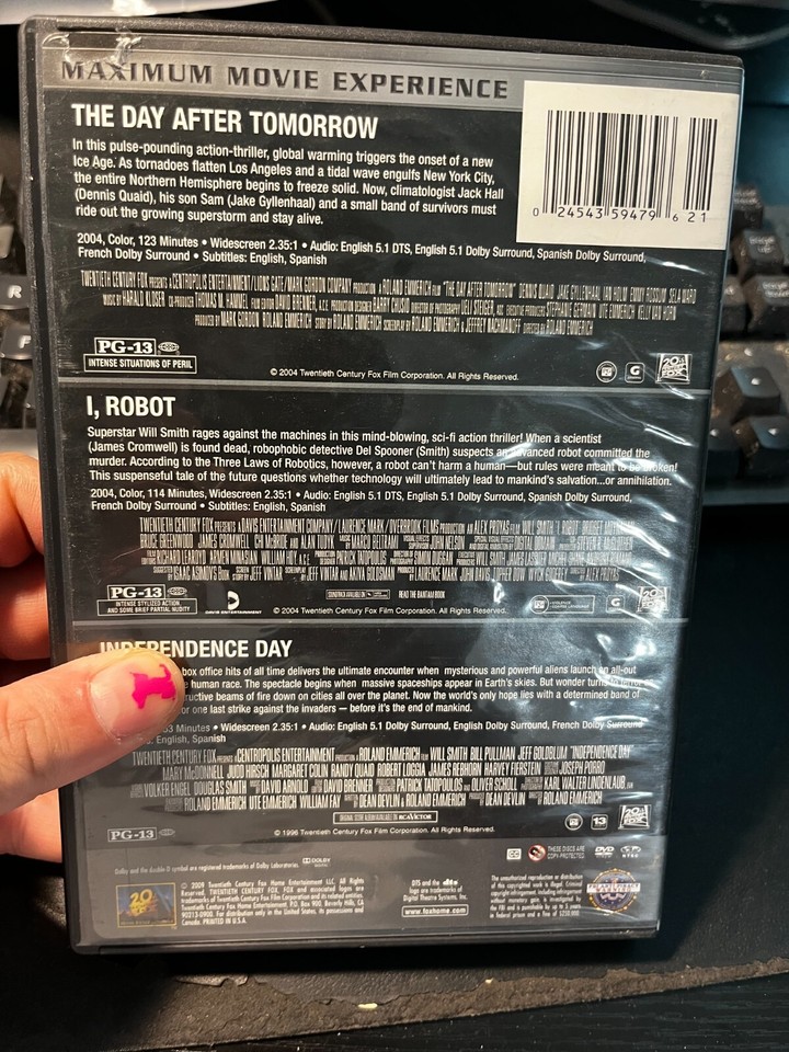 The Day After Tomorrow / I Robot / Independence Day Triple Feature DVDs | eBay