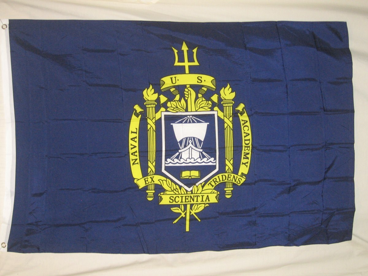 US Naval Academy Flag (white center) 3x5 ft USNA United States ...
