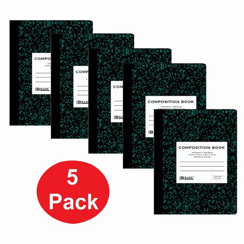 5X Quad Ruled Composition Notebook 5 sq/in Graph Paper Math Note Book ...